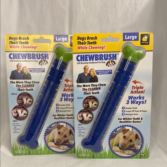 chewbrush | Dog | Lot Of 2chewbrush Large Dogs Blue Self Brushing ...